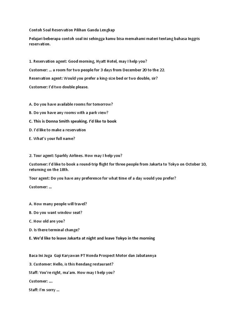 Bank Soal PHB 2 Xi Mipa Reservation | PDF