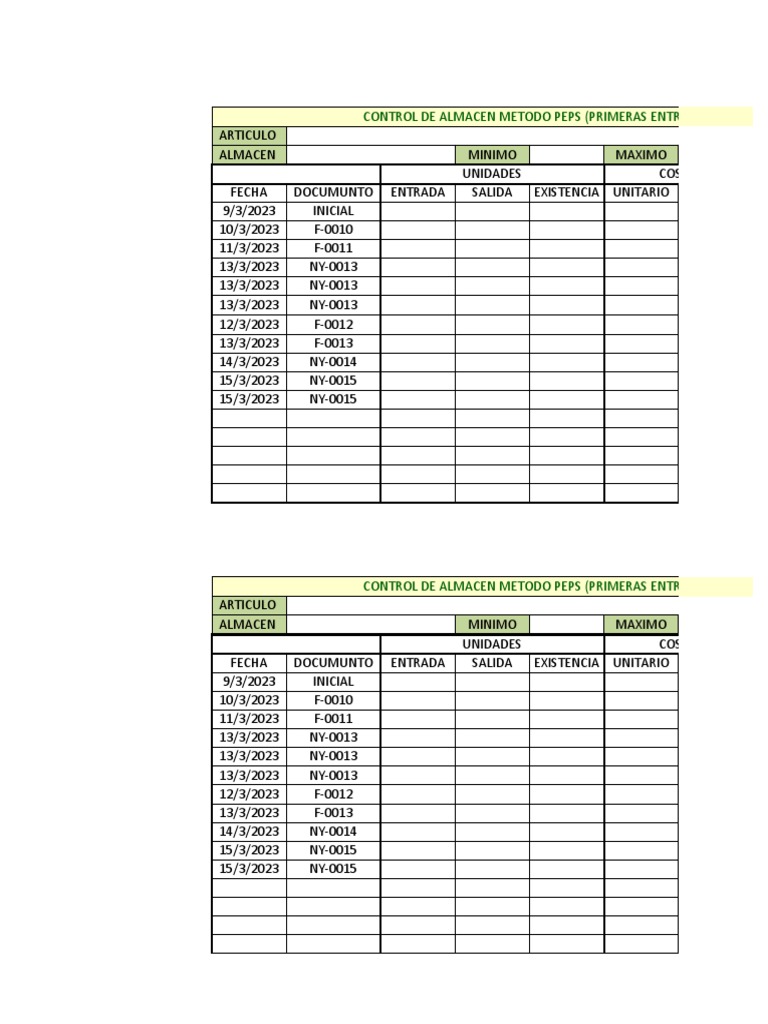 Tarjetas de Almacen | PDF