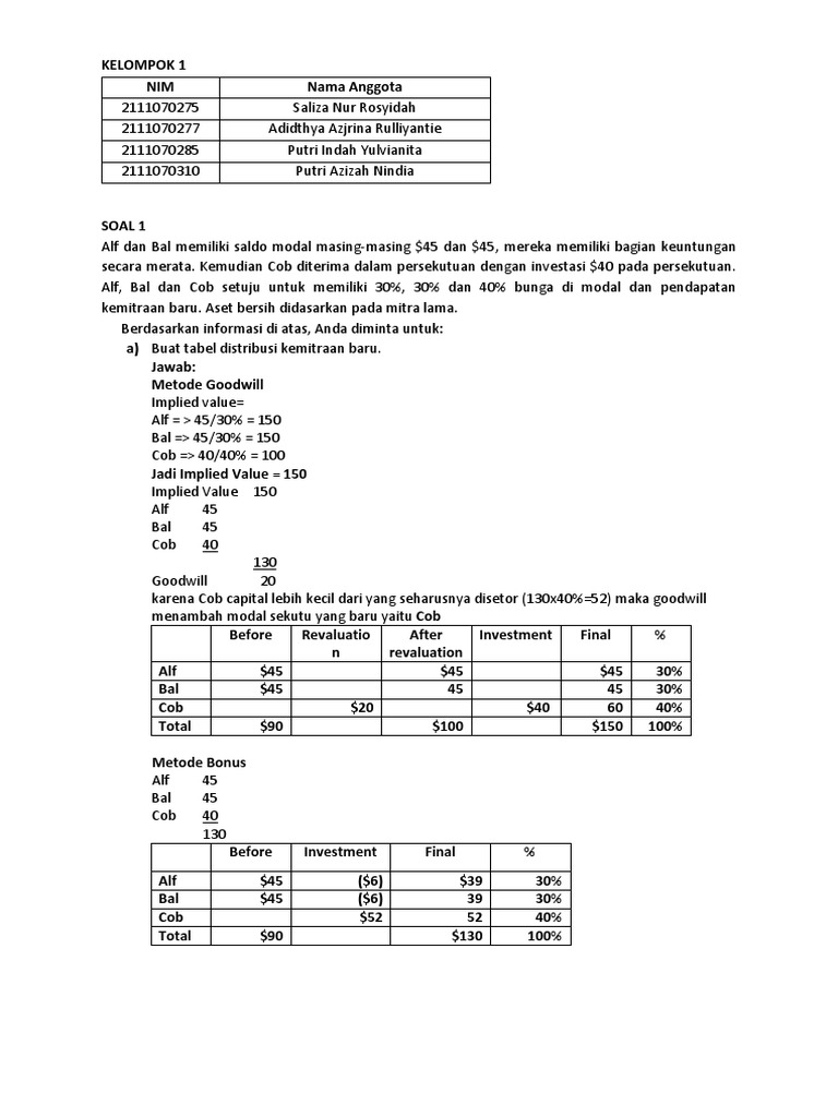 Kelompok 1 - Jawaban Latihan Soal AKL II - 26 Juli 2022 | PDF
