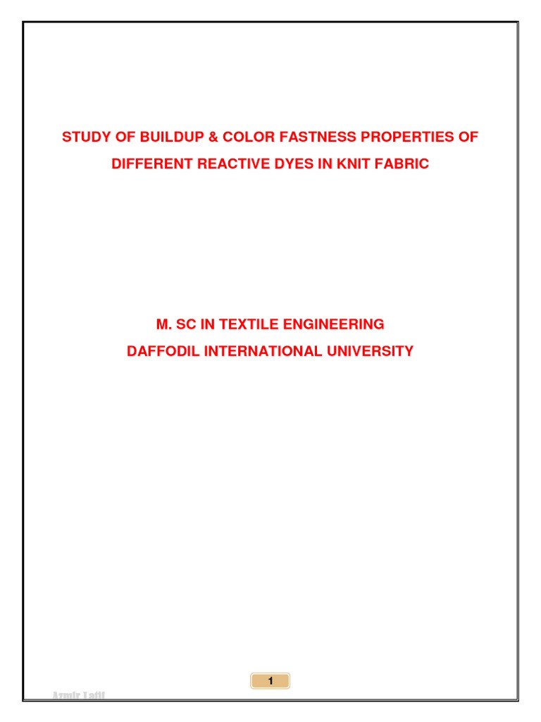 Study of Buildup & Color Fastness Properties of Different Reactive Dyes in Knit Fabric | PDF ...