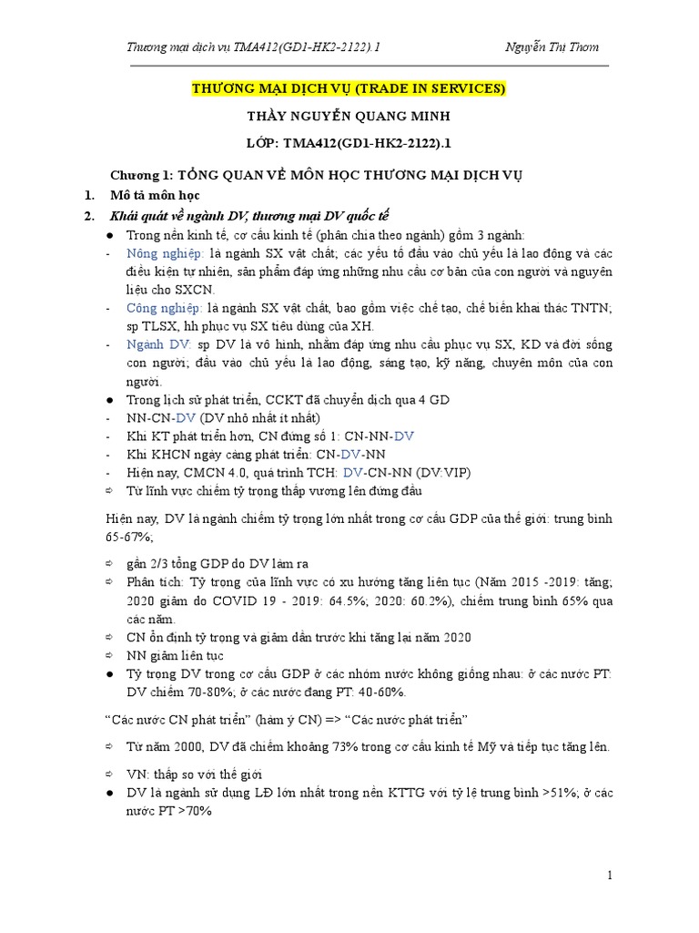 Nông nghiệp:: Thương mại dịch vụ TMA412 (GD1-HK2-2122) .1 Nguyễn Thị Thơm | PDF