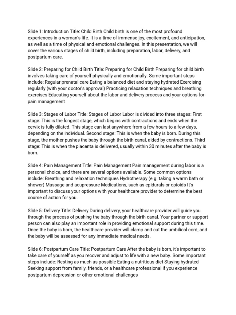 Child Birth Presentation | PDF | Childbirth | Maternal Health