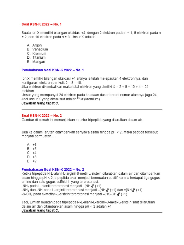 SOAL KSN KIMIA 2023 by vivi | PDF