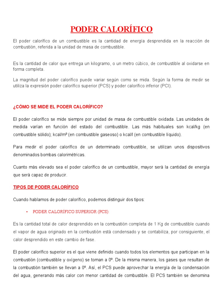 ¿Cómo Se Mide El Poder Calorífico? | PDF | Combustibles | Combustión