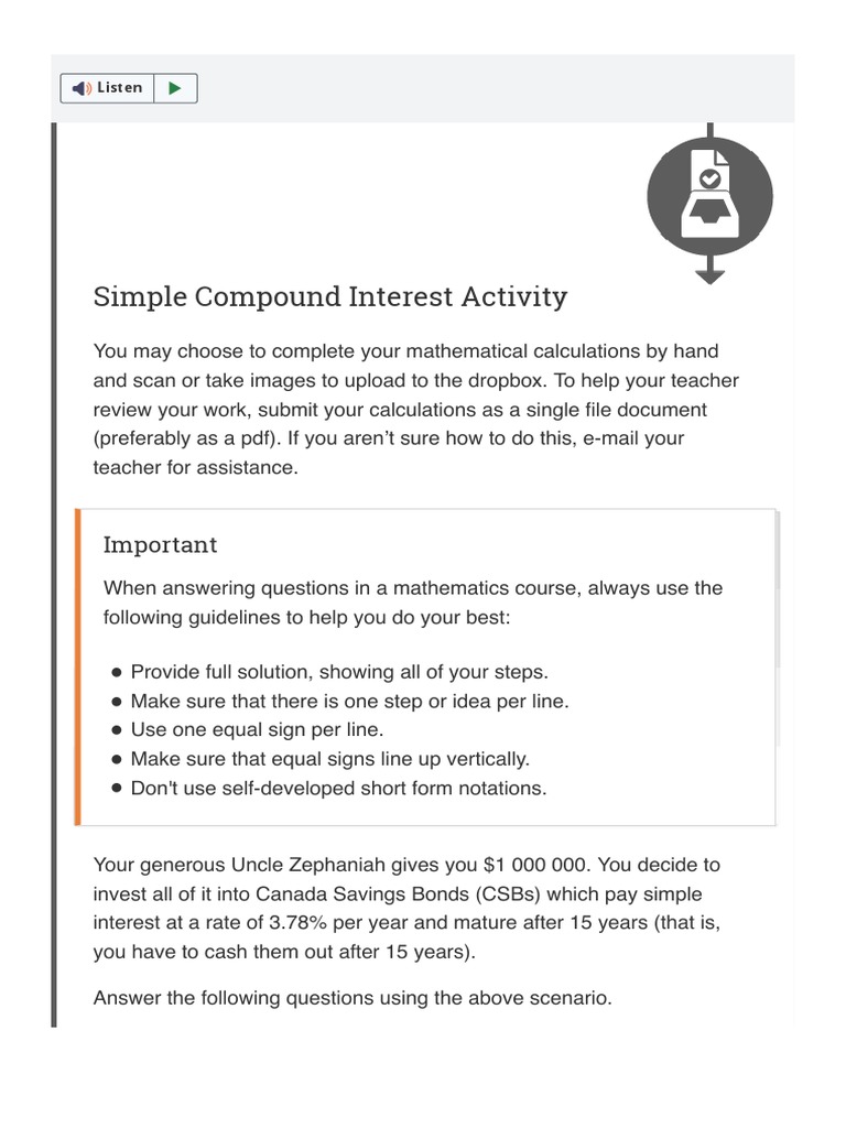 Simple Compound Interest Activity | PDF