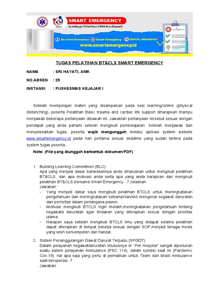 Tugas Ke-1 BTCLS Smart Emergency | PDF