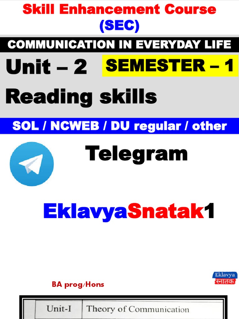 Communication in Everyday Life: Unit - 2 Reading Skills | PDF