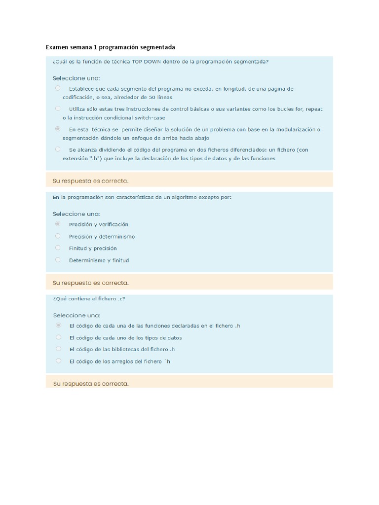 Examen Semana 1 Programación Segmentada | PDF