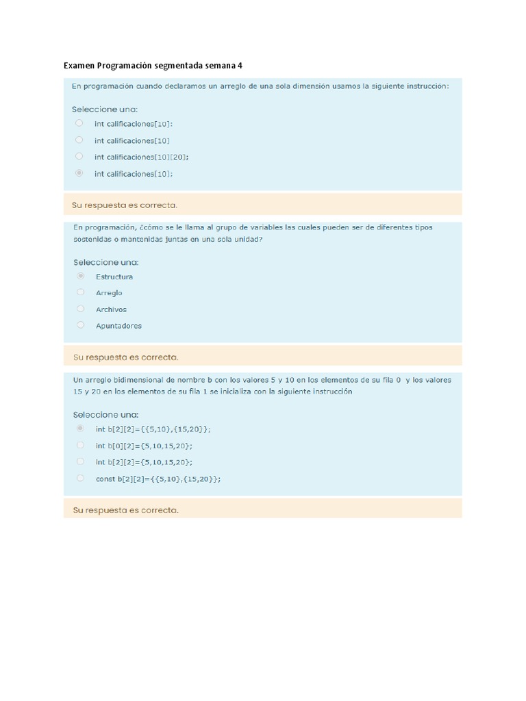 Examen Programación Segmentada Semana 4 | PDF