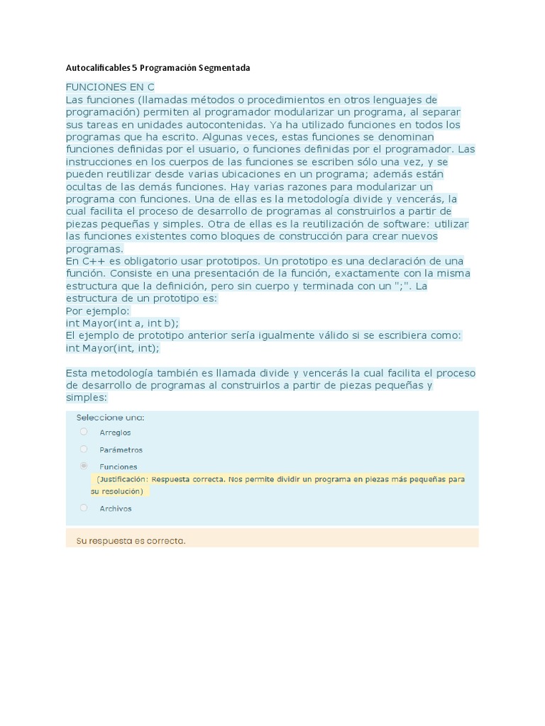Autocalificables 5 Programación Segmentada | PDF