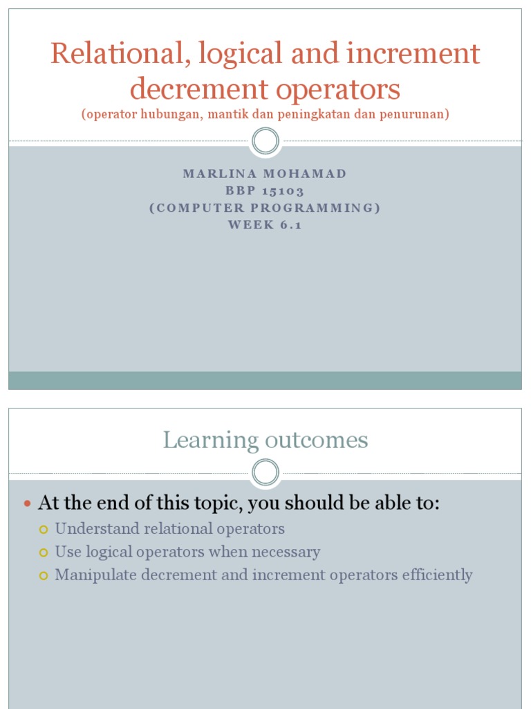 Week6 1relationallogicaloperatorwithanimation Pdf Boolean Data Type Bracket
