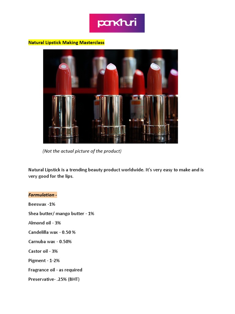 A Guide to Crafting Natural and Nourishing Lipsticks: Formulations ...