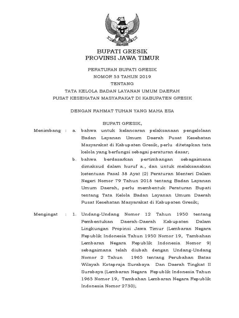 Tata Kelola Puskesmas Gresik | PDF | Pengelolaan Keuangan & Uang | Hukum