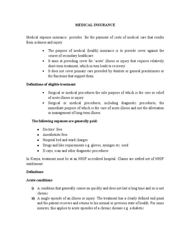 An In-Depth Examination of Medical Insurance Coverage, Definitions ...