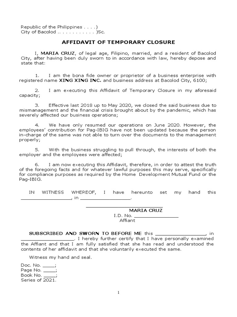 Affidavit of Closure Scribd | PDF | Finance & Money Management
