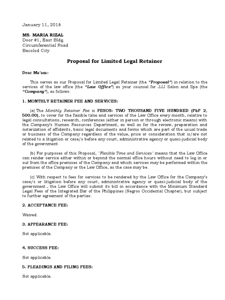 Legal Retainer Proposal Scribd | PDF | Expert | Conflict Of Interest