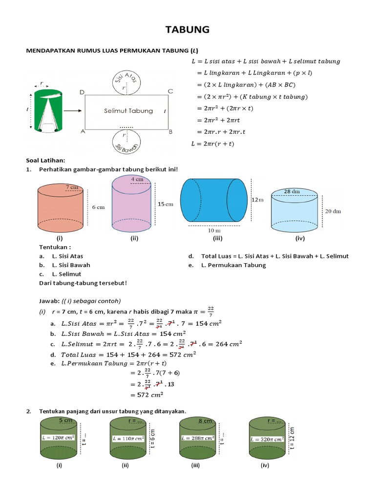 Rumus dan Soal Tabung Kelas 9 | PDF