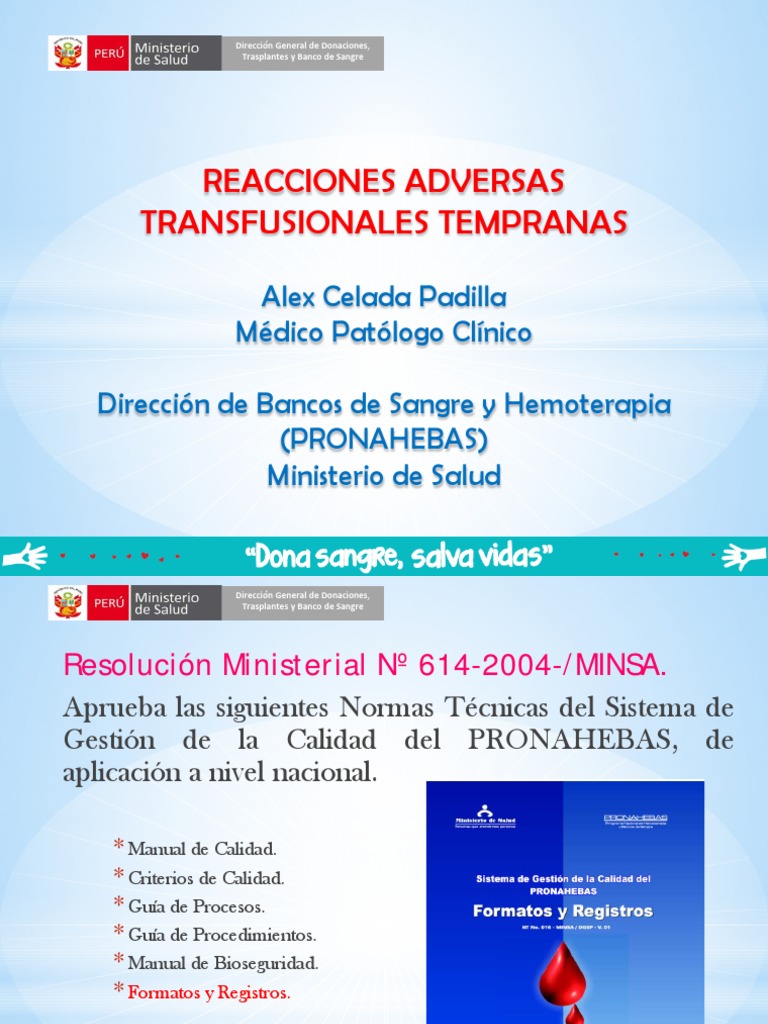 Reacciones Adversas Transfusionales Tempranas | PDF | Transfusión de sangre | Sangre