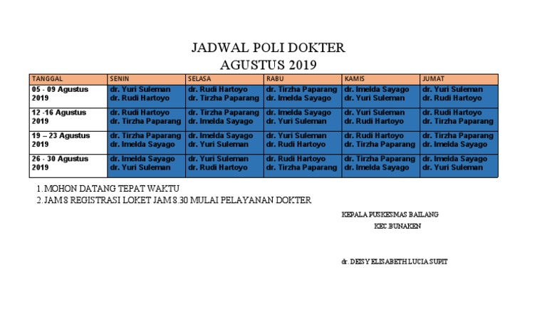 Jadwal Poli Dokter | PDF