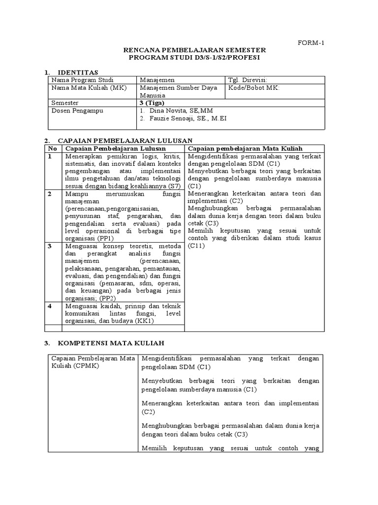 RPS MSDM Dina & Fauzi | PDF