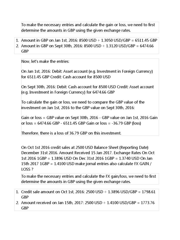 To Make The Necessary Entries and Calculate The Gain or Loss | PDF ...
