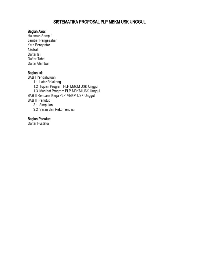 Proposal PLP MBKM USK Unggul | PDF