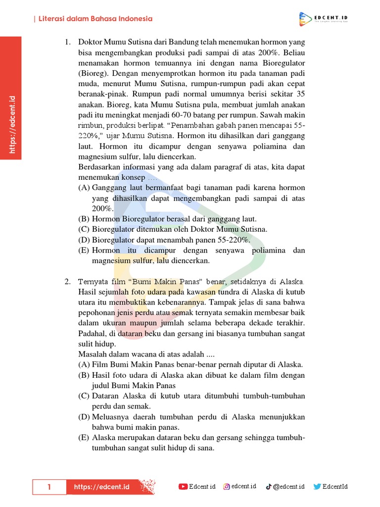 Contoh Soal UTBK SNBT 2023 TPS Literasi Bahasa Indonesia 3 | PDF