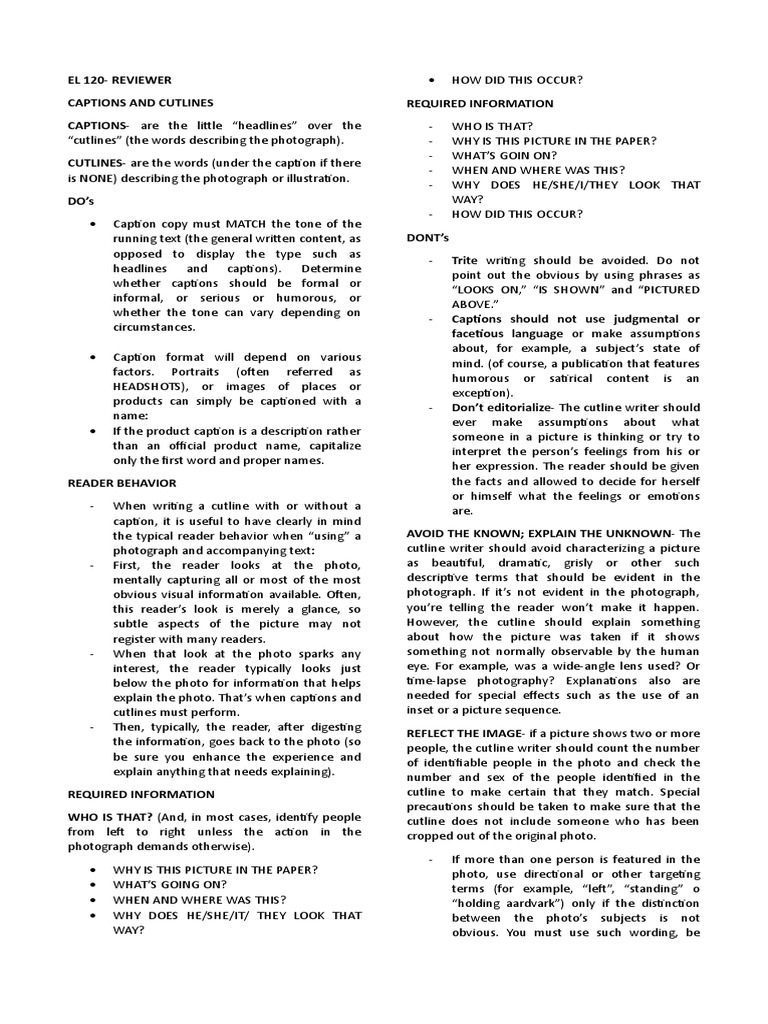 El 120 Reviewer - Final Na Talaga | PDF | News | Photograph