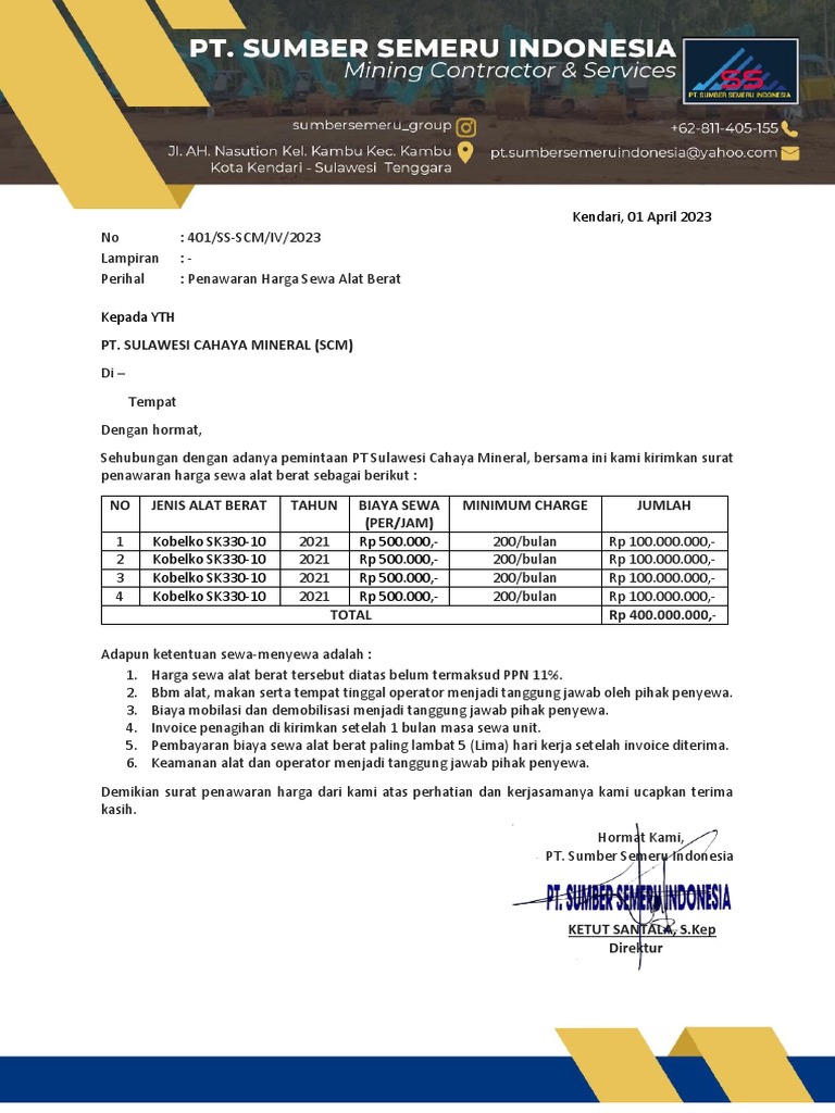 Kendari, 01 April 2023: Pt. Sulawesi Cahaya Mineral (SCM) | PDF