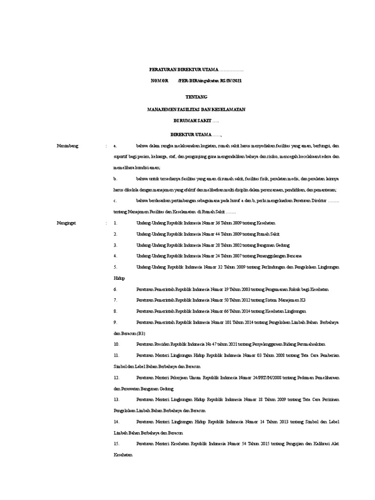 PERDIR Manajemen Fasilitas Dan Keselamatan (MFK) Draft | PDF | Pengembangan Diri | Sains ...