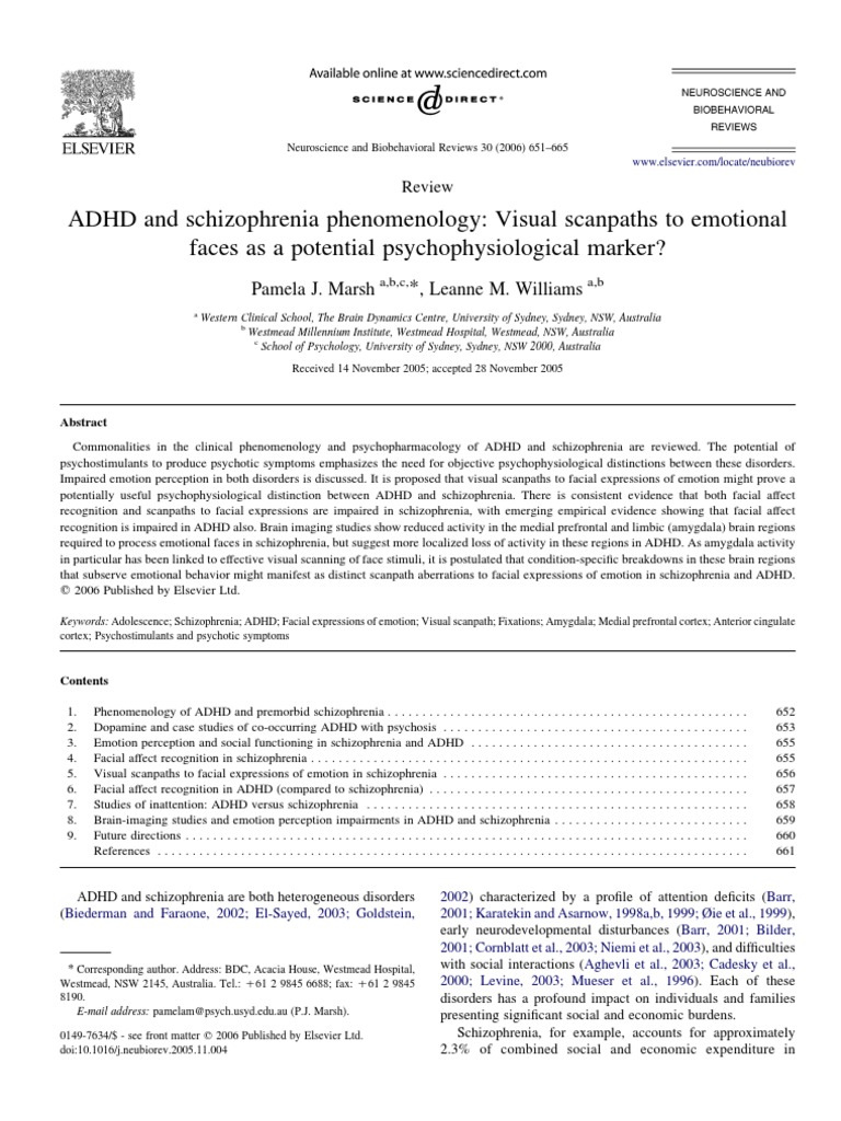 ADHD and Schizophrenia Phenomenology: Visual Scanpaths To Emotional ...