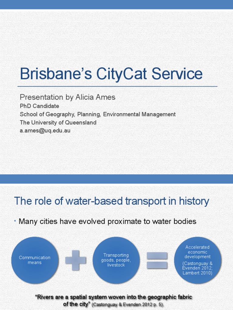 The Role and Impacts of Brisbane's CityCat Linear Ferry Service | PDF ...