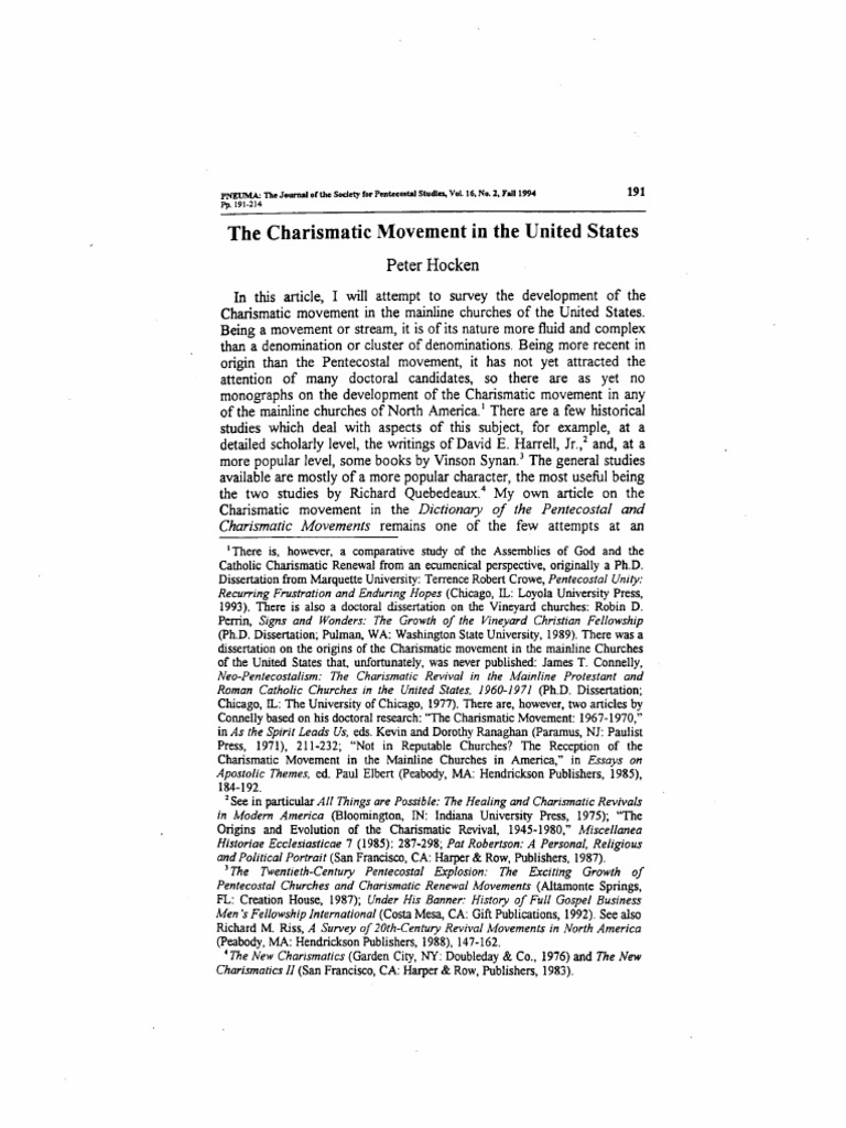 The Rise of the Charismatic Movement in the United States | PDF ...