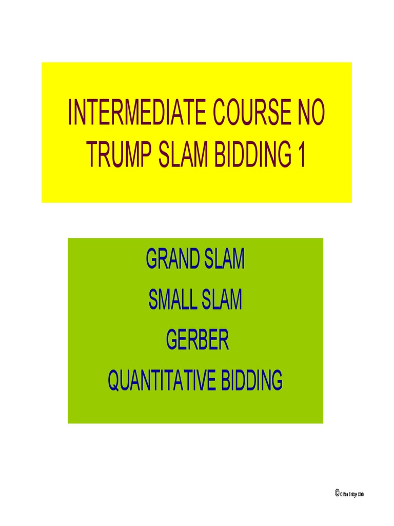 No Trump Slam Bidding Guide | PDF | Contract Bridge | Sports