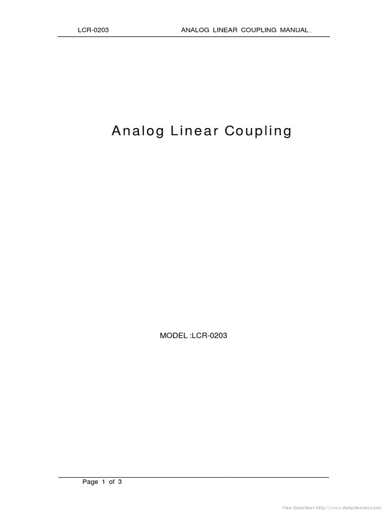 LCR-0203 Analog Linear Coupling Manual | PDF