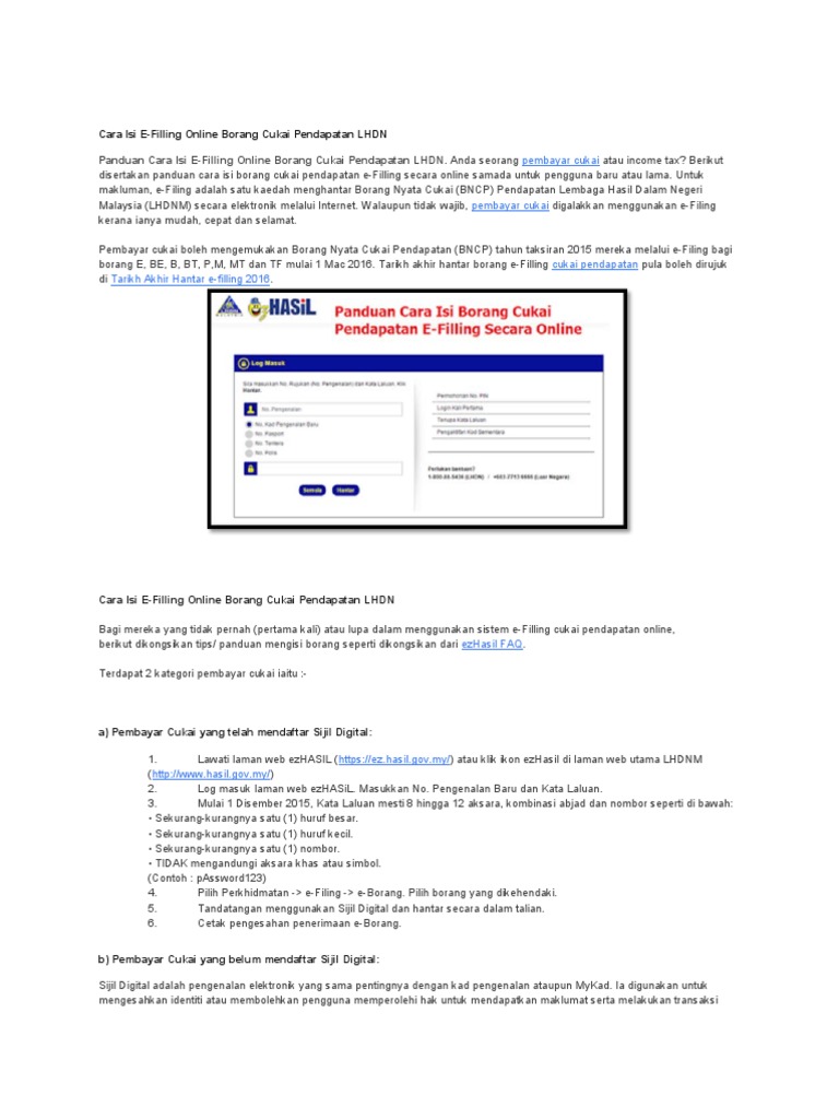 Cara Isi E-Filing | PDF Cara Isi E-Filing | PDF