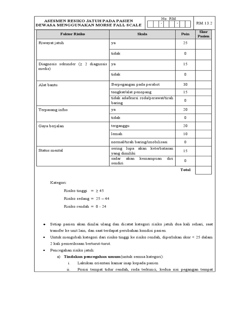 13.2.form Resiko Jatuh Morse Fall Scale | PDF
