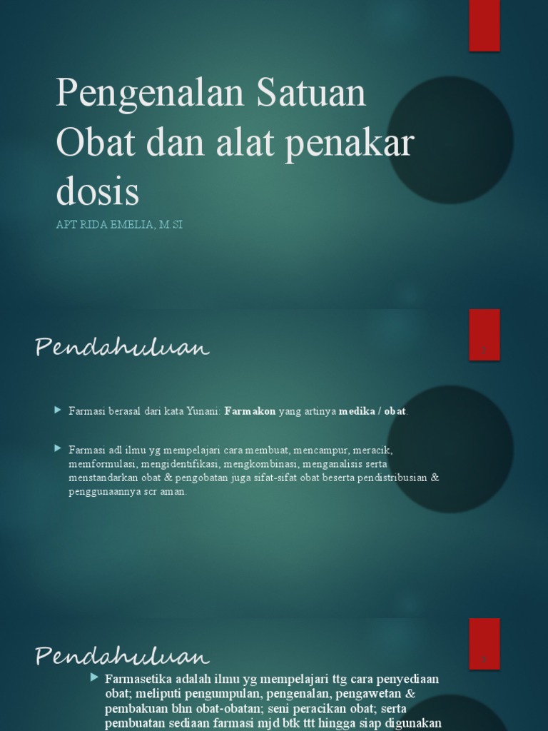 Pengenalan Satuan Obat Dan Alat Penakar Dosis | PDF