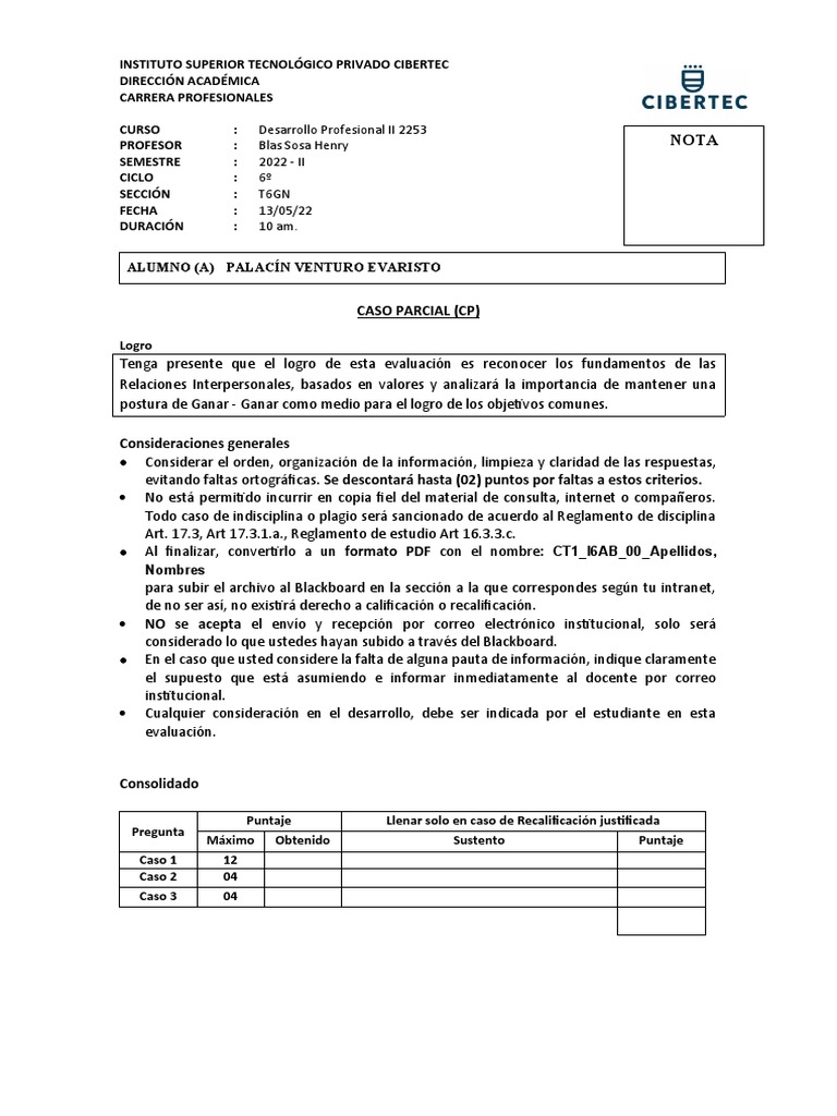 2253 - AC - Desarrollo Profesional II - CP - Blas Sosa, Henry | PDF | Liderazgo | Sicología