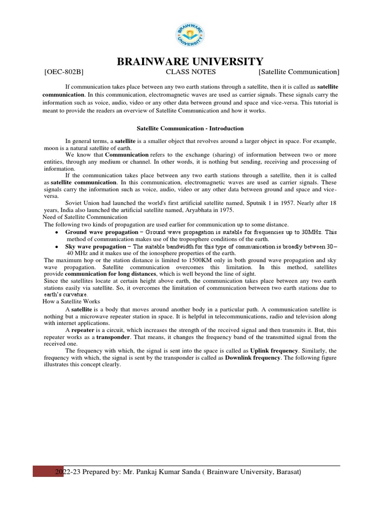 Full Note | PDF | Antenna (Radio) | Communications Satellite