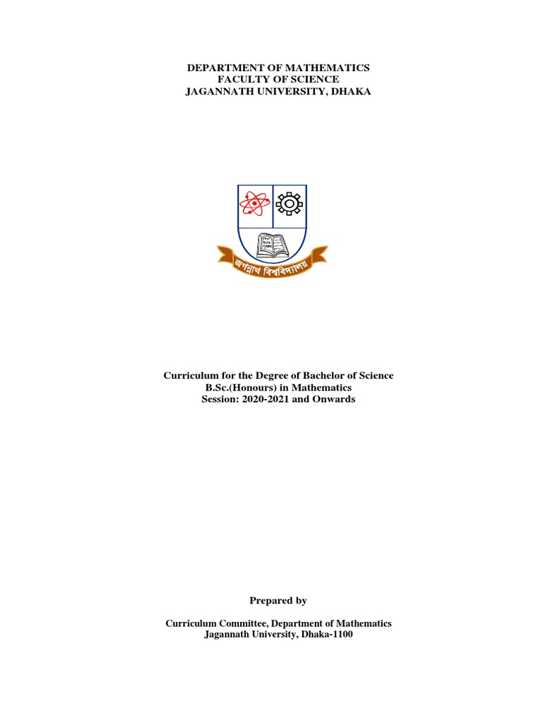 Department of Mathematics Faculty of Science Jagannath University ...