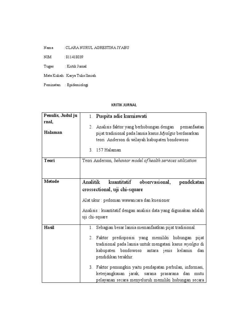 Tugas Krtik Jurnal | PDF