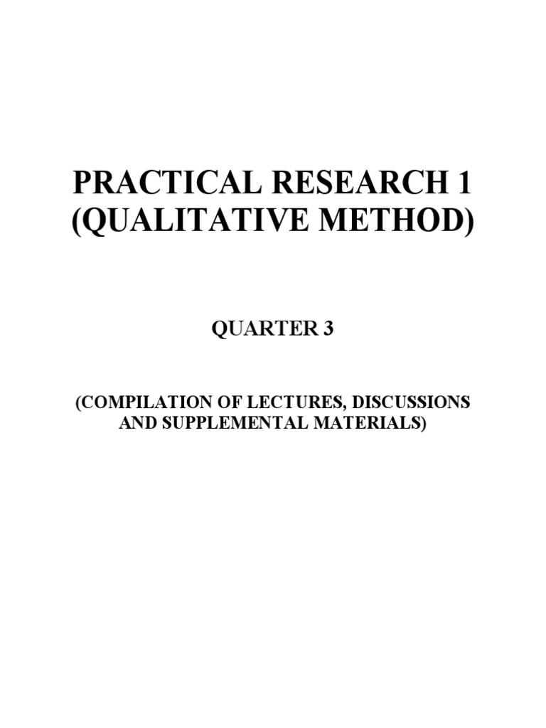 Practical Research 1 Mod | PDF | Qualitative Research | Quantitative ...