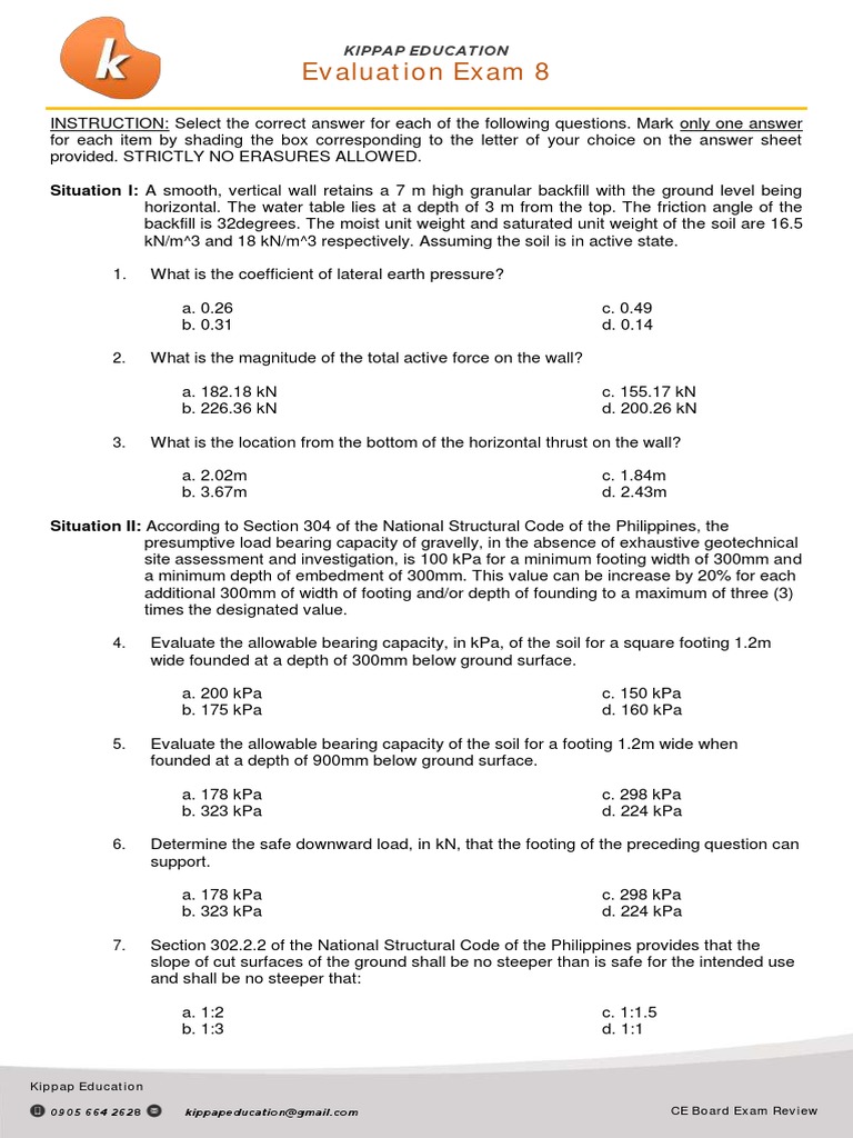 Evaluation Exam 8 | PDF | Geotechnical Engineering | Materials Science