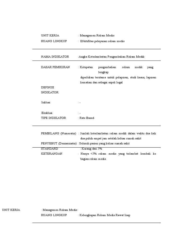 Contoh Profil Indikator Mutu | PDF