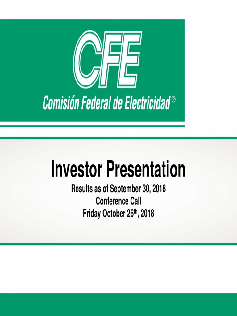 CFE Investor Presentation | PDF | Electricity Generation | Revenue