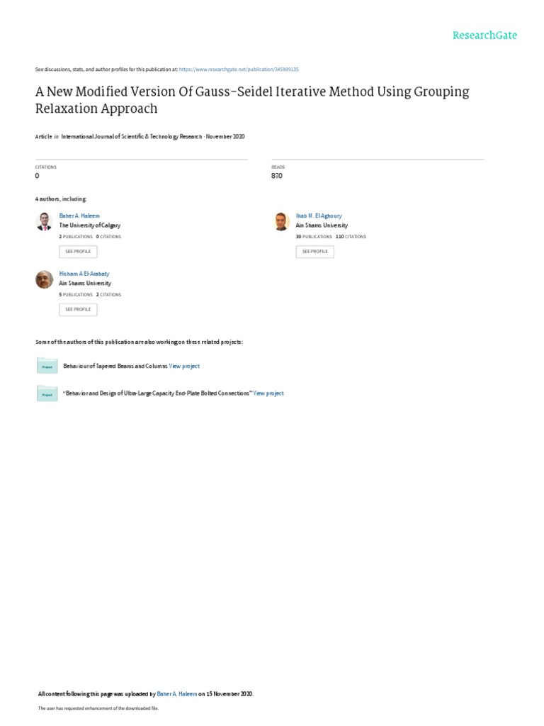 A New Modified Version Of Gauss Seidel Iterative Method Using Grouping Relaxation Approach Pdf