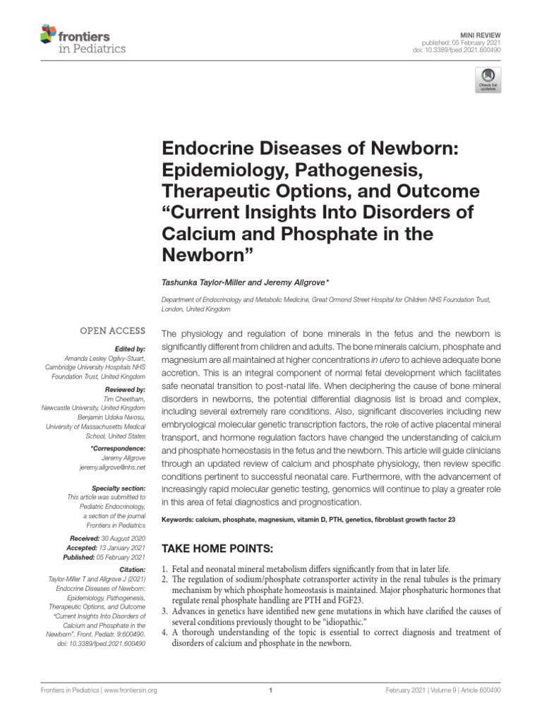 Endocrine Diseases of Newborn Epidemiology, Pathogenesis, Therapeutic ...