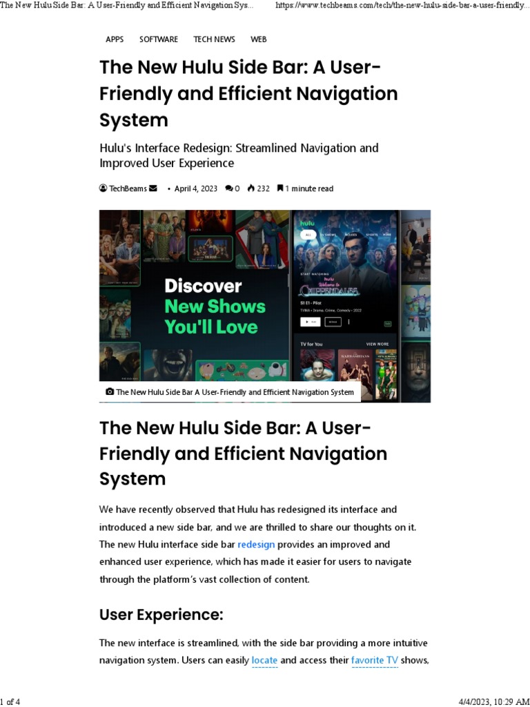 The New Hulu Side Bar A User-Friendly and Efficient Navigation System ...