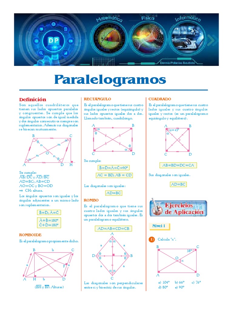 Tipos de Paralelogramos y Propiedades | PDF | Geometría | Matemática ...